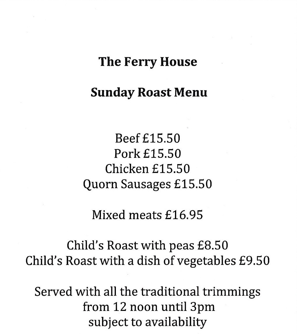 Menu 2025 – Surlingham Ferry House